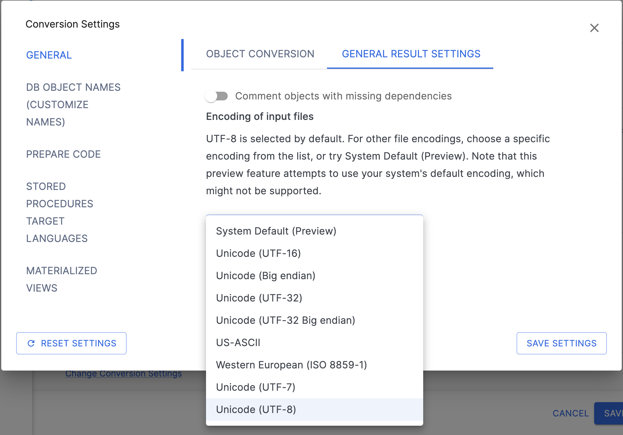 SnowConvert AI - General Conversion Settings | Snowflake Documentation