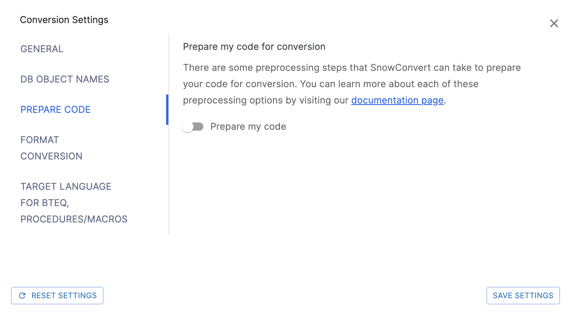 SnowConvert AI - Teradata Conversion Settings | Snowflake Documentation