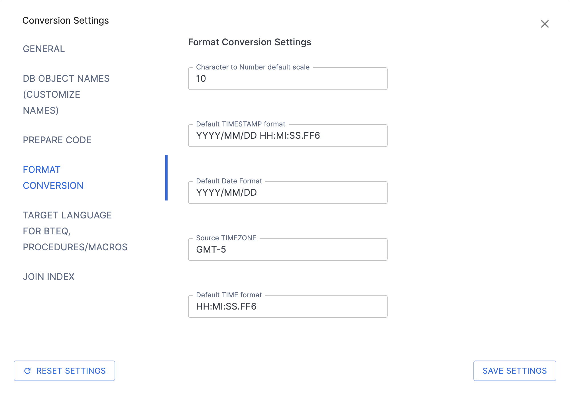SnowConvert AI - Teradata Conversion Settings | Snowflake Documentation