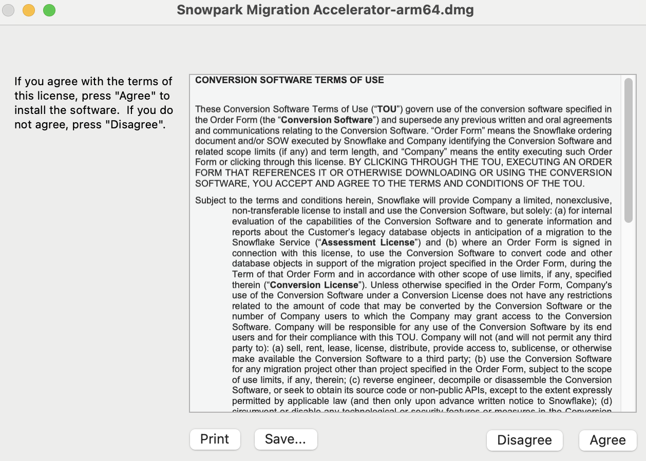 Snowpark Migration Accelerator: MacOS Installation | Snowflake Documentation