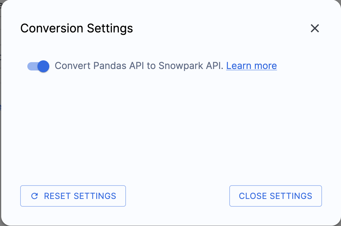 Snowpark Migration Accelerator: Configuration and Settings | Snowflake Documentation